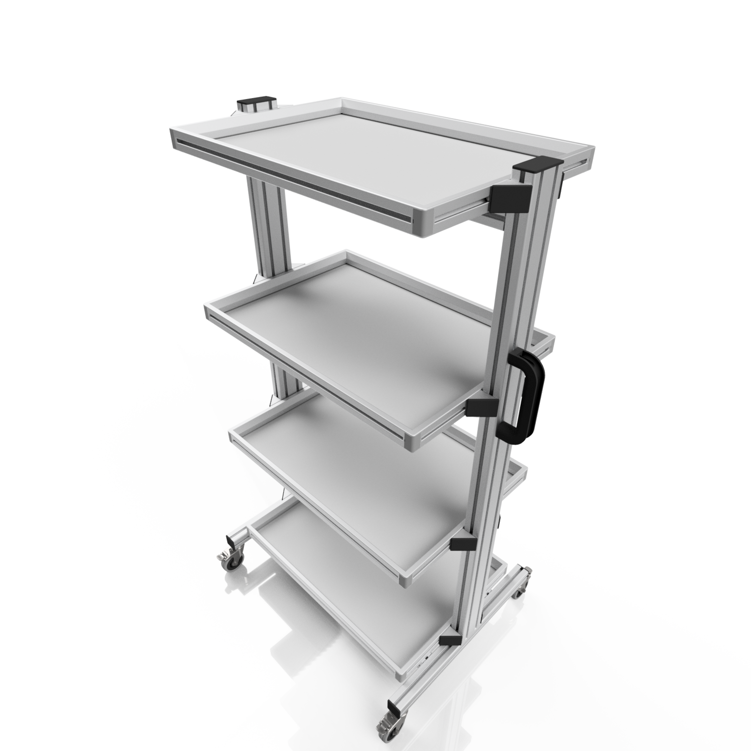 System trolley for Euro containers 60 x 40 H 134 cm without pull-out | 4x shelf | 1014785